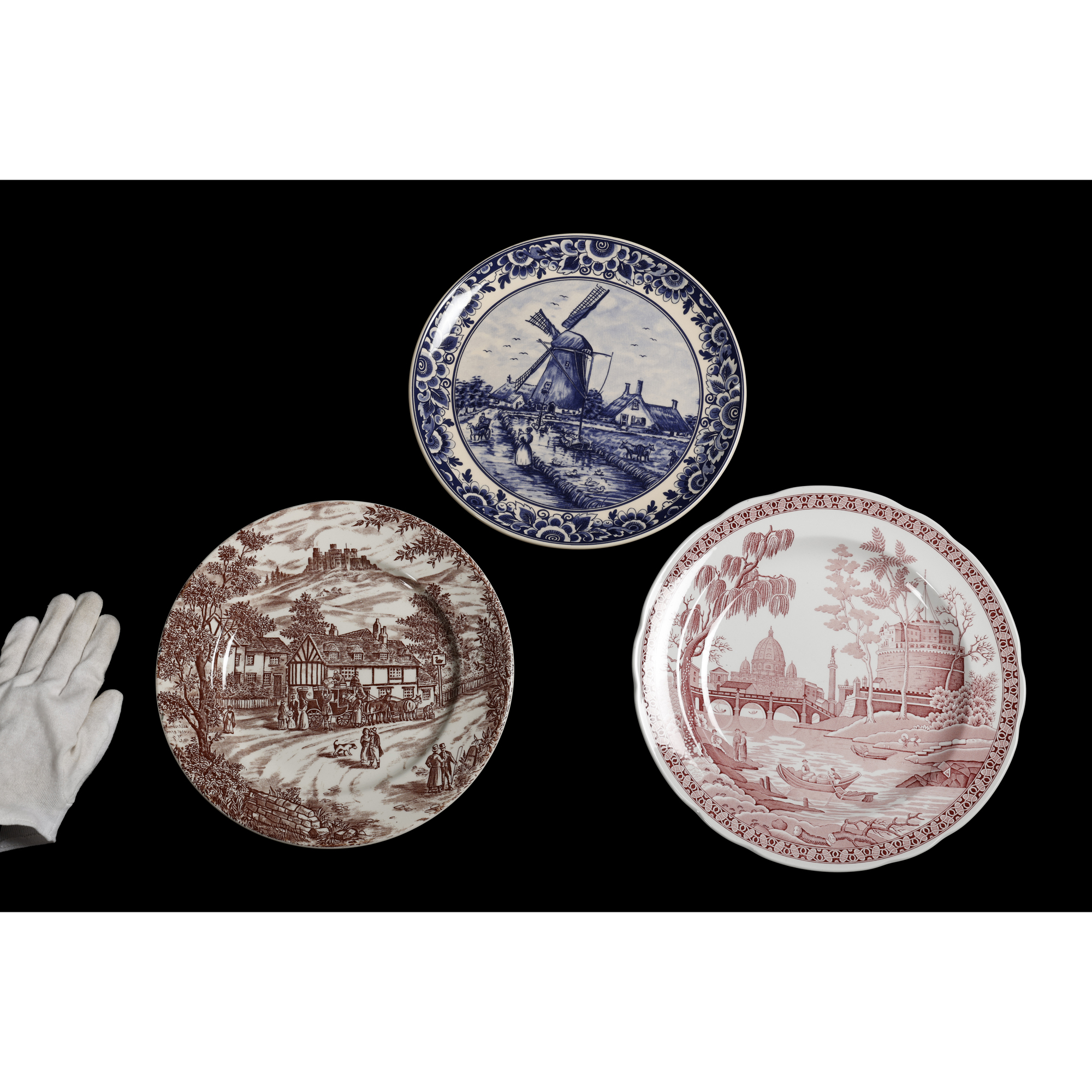 (二拍)再生補破網-早期 英國 荷蘭 J.Broadhurst & Sons Delfts Blaun等等 賞盤 3件 (BH-HAAQ12)II - 補破網藝術文物拍賣