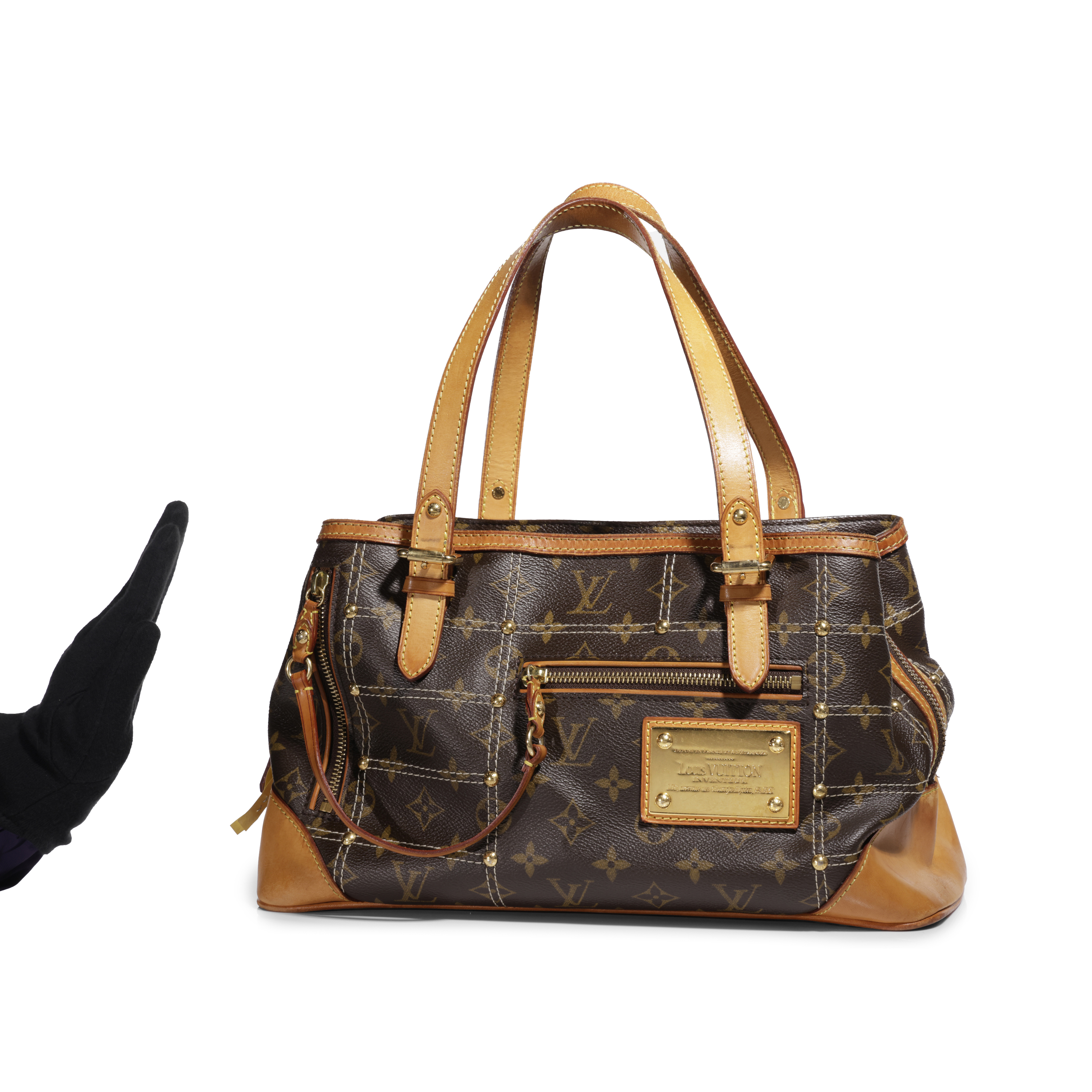 經典專拍 經典名牌 早期 法國 Louis Vuitton VI0057 Monogram Riveting 鉚釘雙層肩背包 8成新(HKA ...